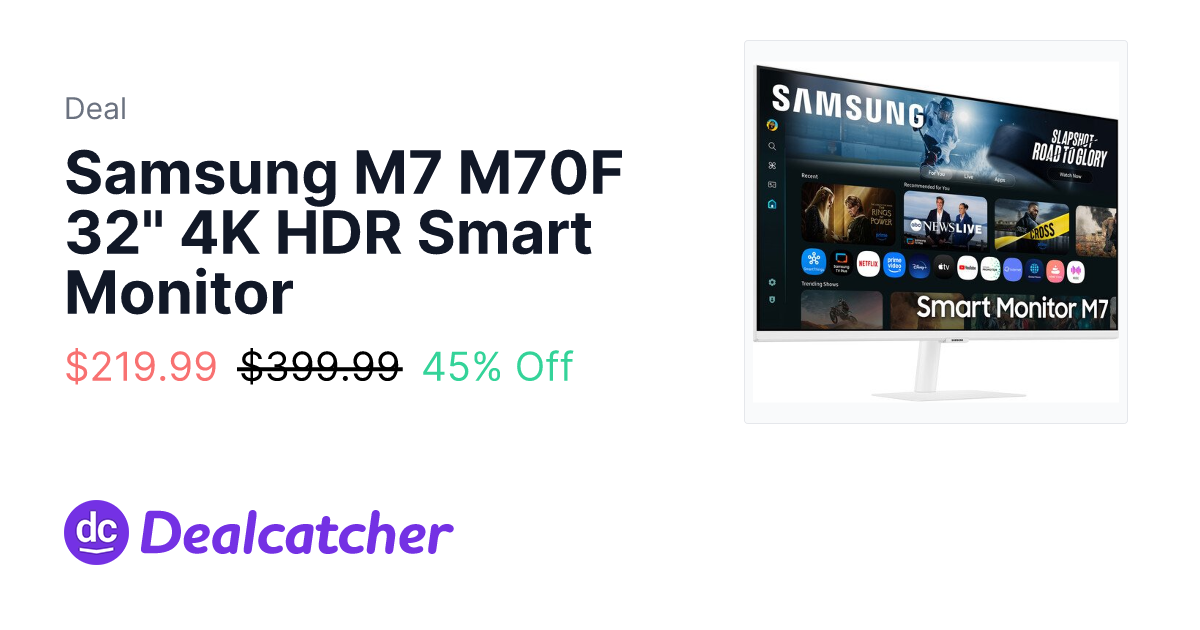 Samsung M7 M70F 32" 4K HDR Smart Monitor - $219.99