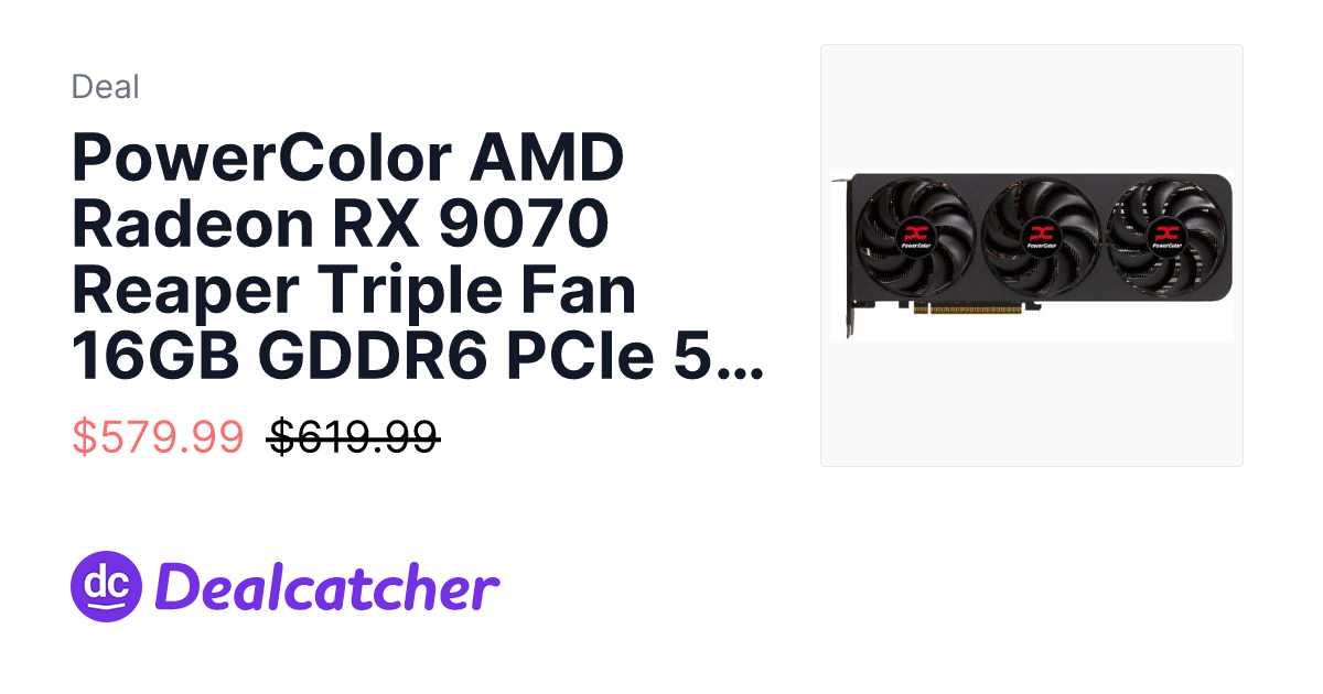PowerColor AMD Radeon RX 9070 Reaper Triple Fan 16GB GDDR6 PCIe 5.0 ...
