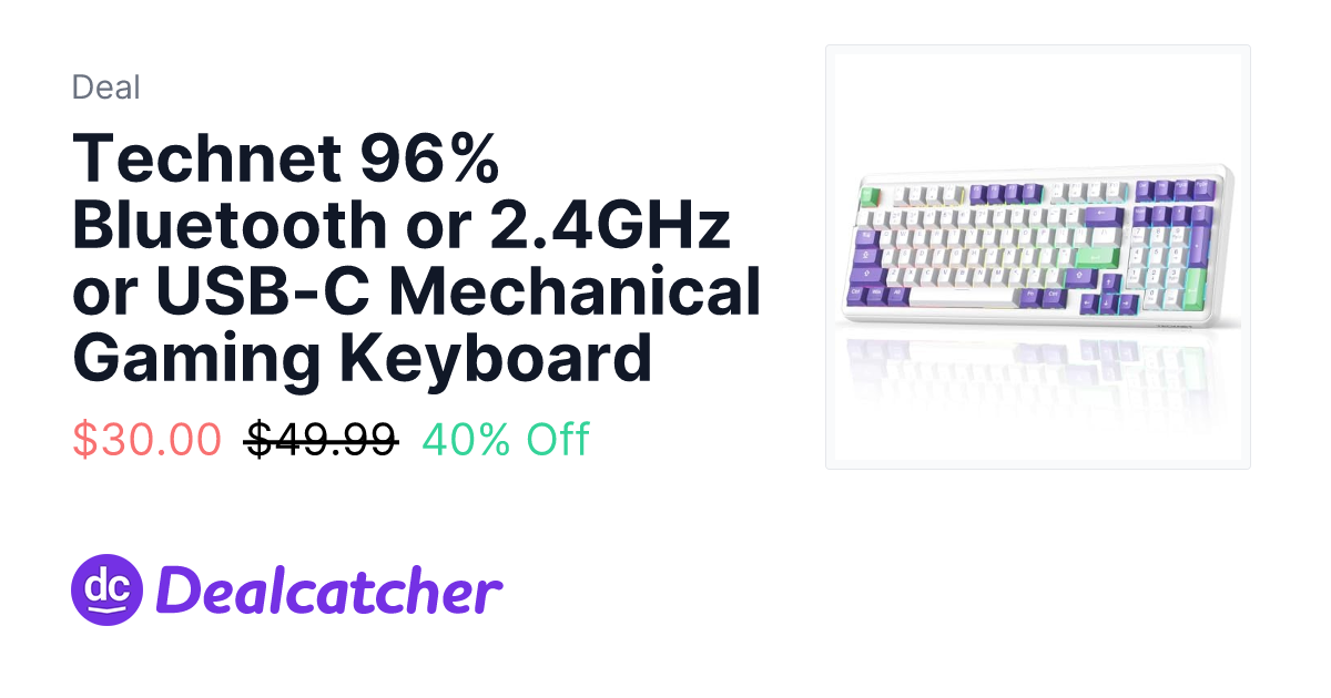 Technet 96% Bluetooth or 2.4GHz or USB-C Mechanical Gaming Keyboard ...
