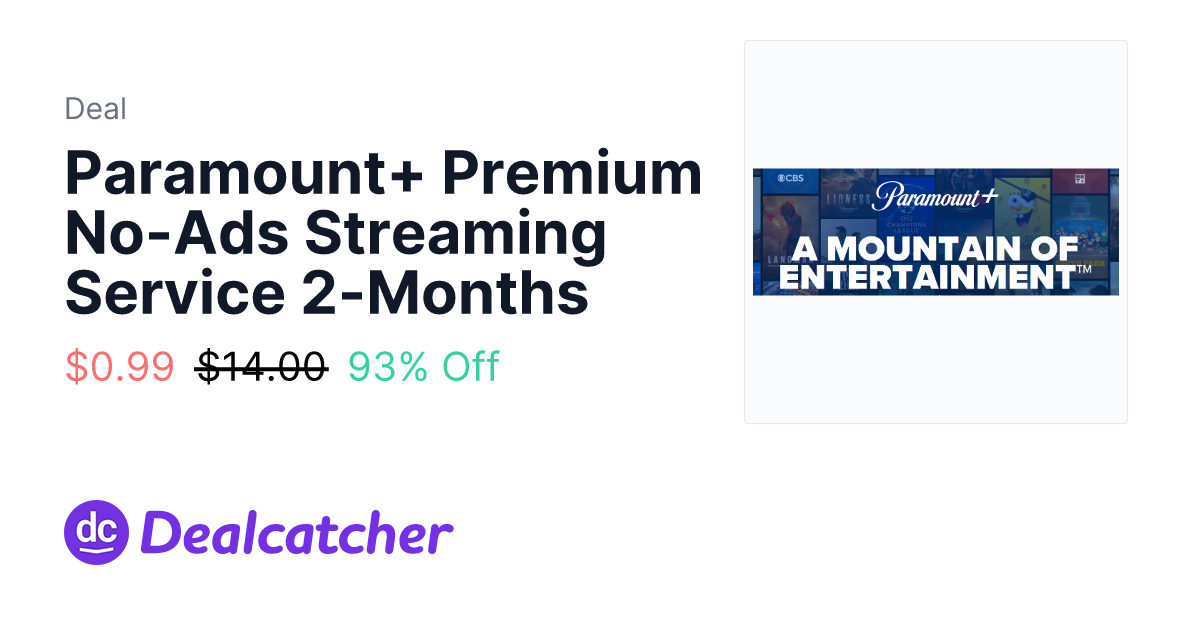 Paramount+ Premium No-Ads Streaming Service 2-Months - $0.99