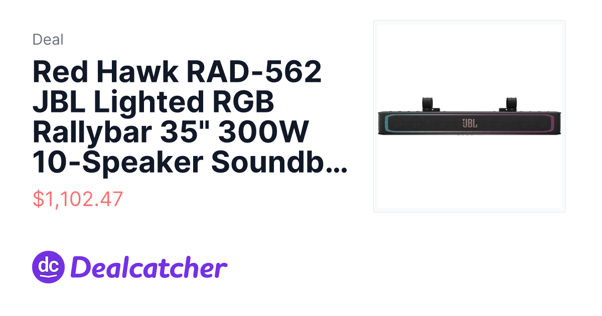 Red Hawk RAD-562 JBL Lighted RGB Rallybar 35" 300W 10-Speaker Soundbar ...