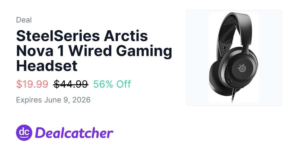 SteelSeries Arctis Nova 1 Wired Gaming Headset - $19.99