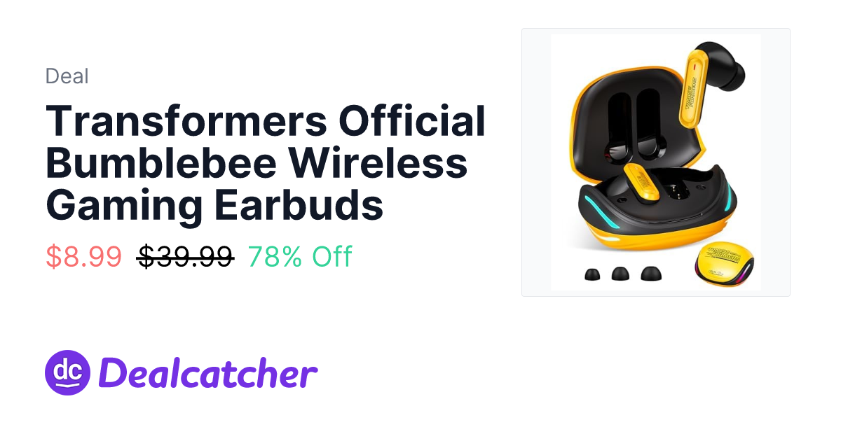 Transformers Official Bumblebee Wireless Gaming Earbuds - $8.99