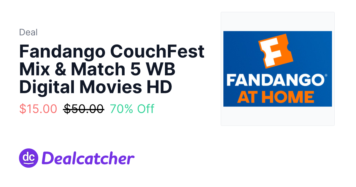 Fandango CouchFest Mix & Match 5 WB Digital Movies HD - $15.00
