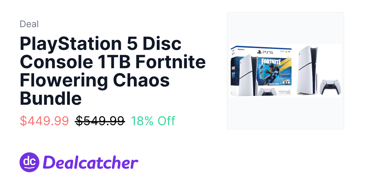 PlayStation 5 Disc Console 1TB Fortnite Flowering Chaos Bundle - $449.99