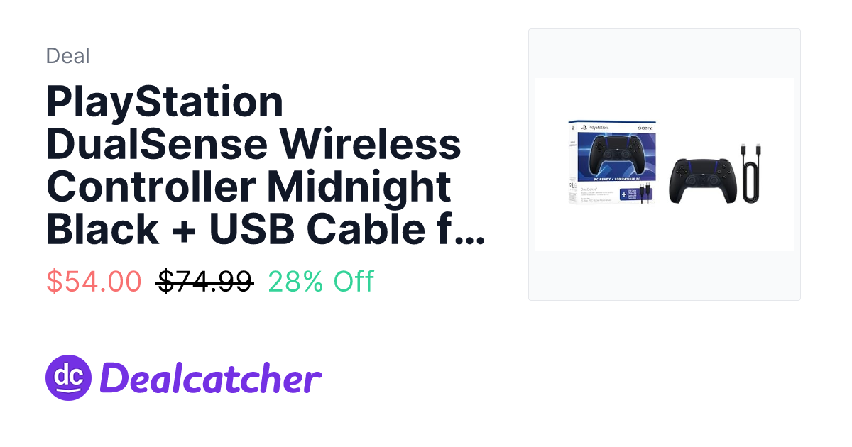 PlayStation DualSense Wireless Controller Midnight Black + USB Cable ...