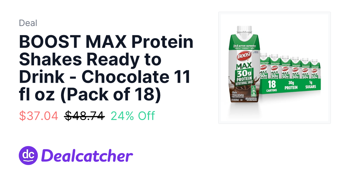 BOOST MAX Protein Shakes Ready to Drink - Chocolate 11 fl oz (Pack of ...