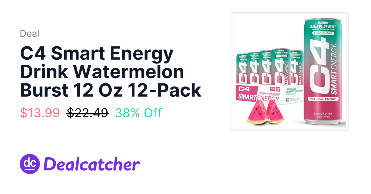 C4 Smart Energy Drink Watermelon Burst 12 Oz 12-Pack - $13.99