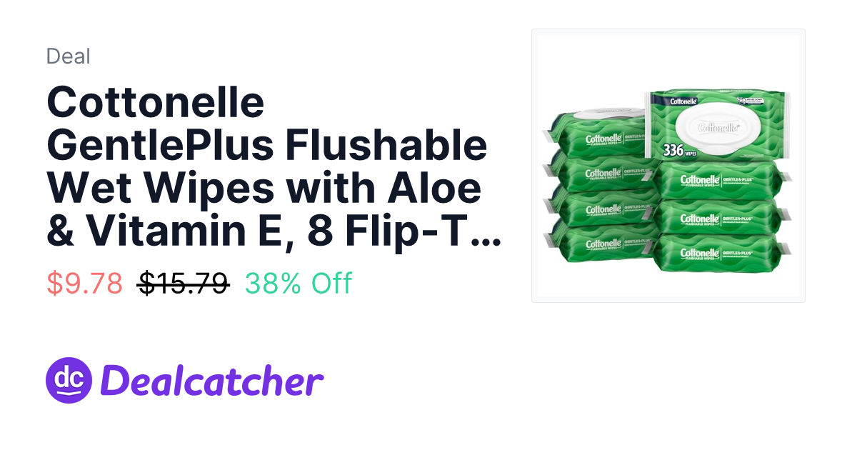 Cottonelle GentlePlus Flushable Wet Wipes with Aloe & Vitamin E, 8 Flip ...