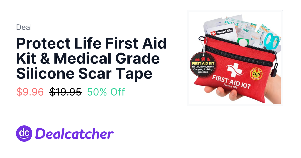 Protect Life First Aid Kit & Medical Grade Silicone Scar Tape - $9.96