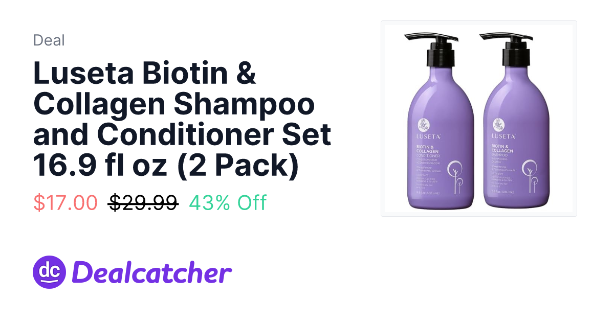 Luseta Biotin & Collagen Shampoo and Conditioner Set 16.9 fl oz (2 Pack ...