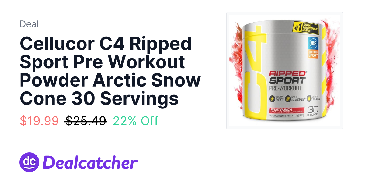 Cellucor C4 Ripped Sport Pre Workout Powder Arctic Snow Cone 30 ...