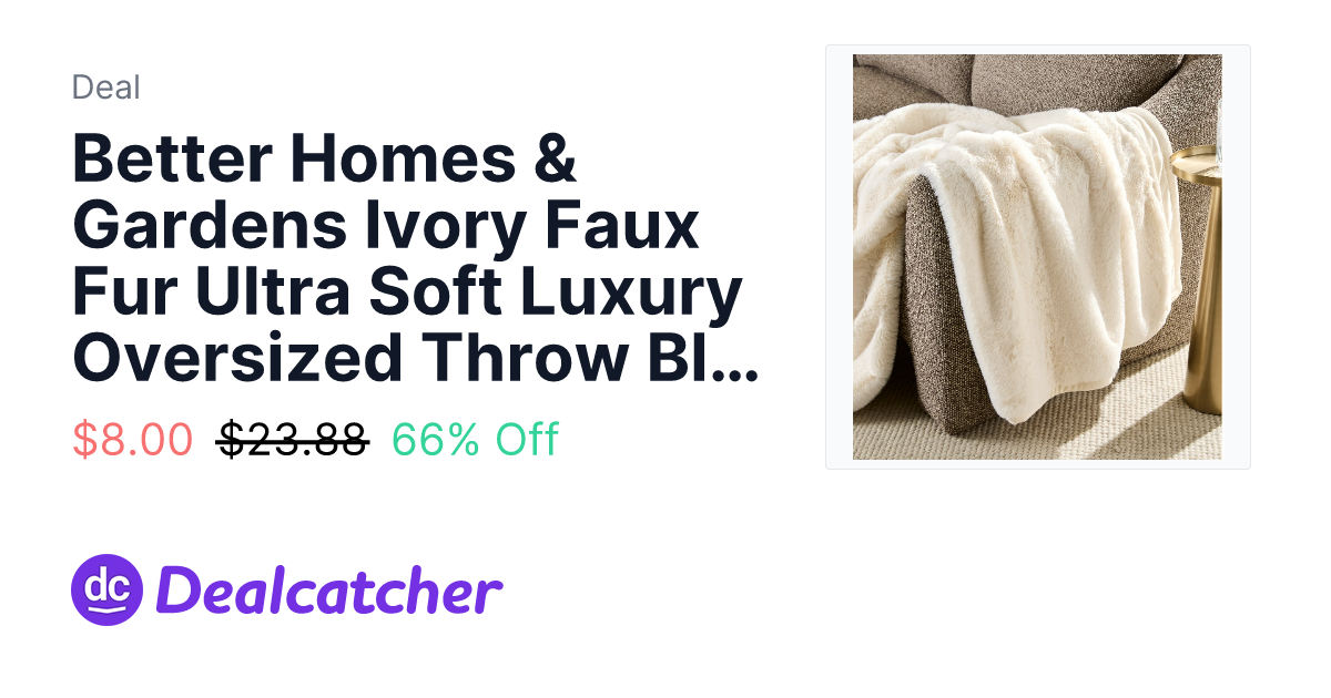 Better Homes & Gardens Ivory Faux Fur Ultra Soft Luxury Oversized Throw ...