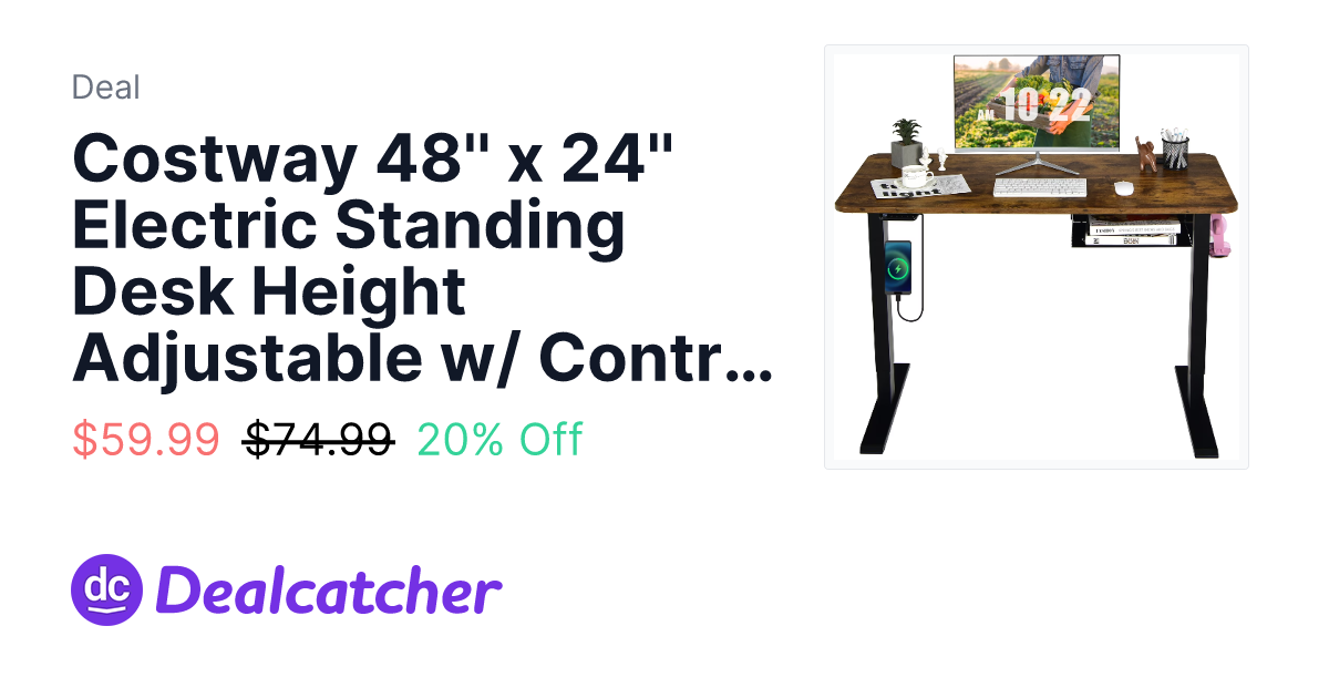 Costway 48'' x 24'' Electric Standing Desk Height Adjustable w/ Control ...