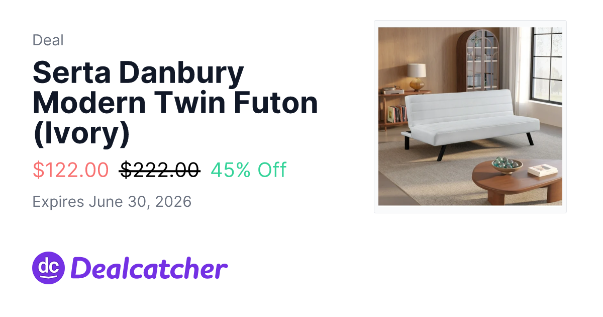 Serta Danbury Modern Twin Futon (Ivory) - $122.00