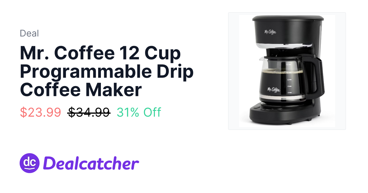Mr. Coffee 12 Cup Programmable Drip Coffee Maker - $23.99