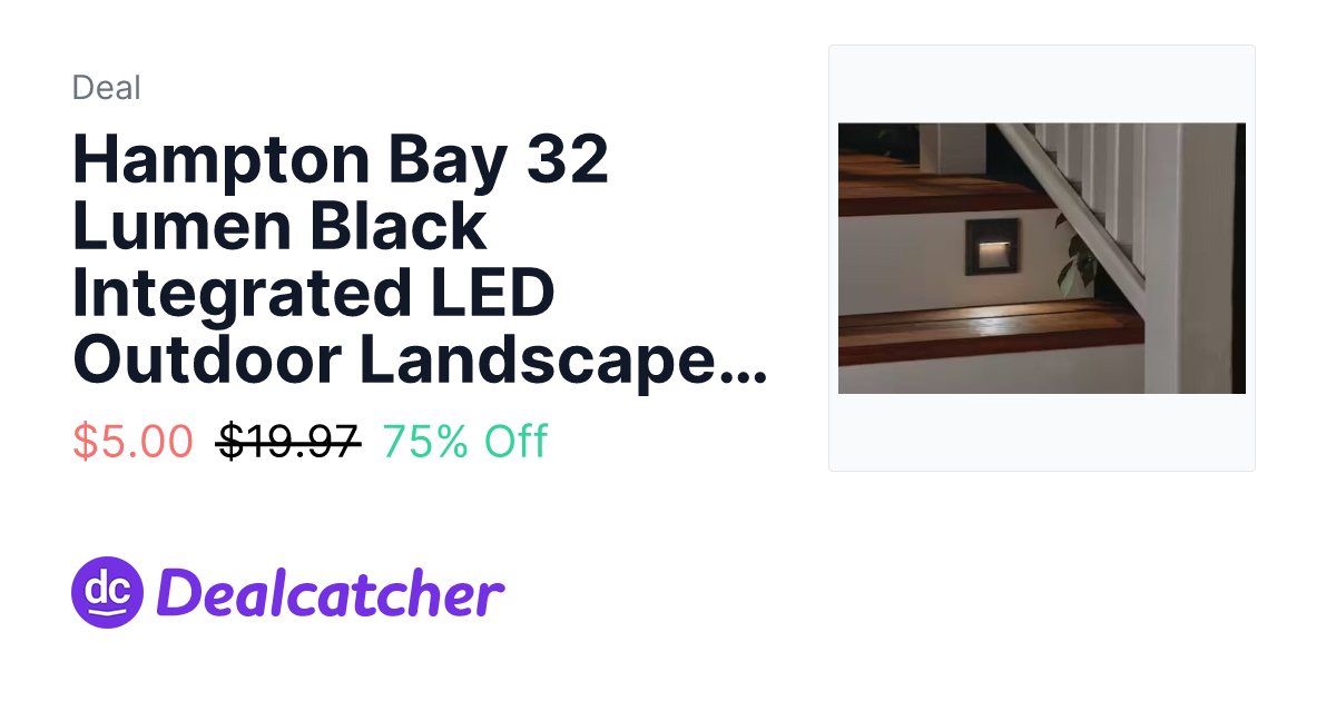 Hampton Bay 32 Lumen Black Integrated LED Outdoor Landscape Path Light ...