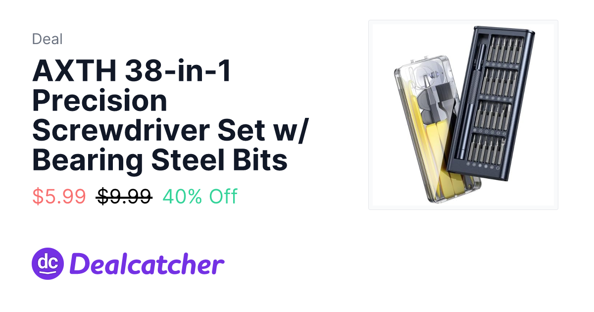 AXTH 38-in-1 Precision Screwdriver Set w/ Bearing Steel Bits - $5.99