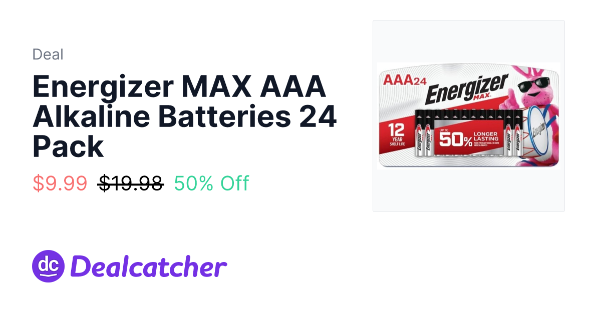 Energizer MAX AAA Alkaline Batteries 24 Pack - $9.99