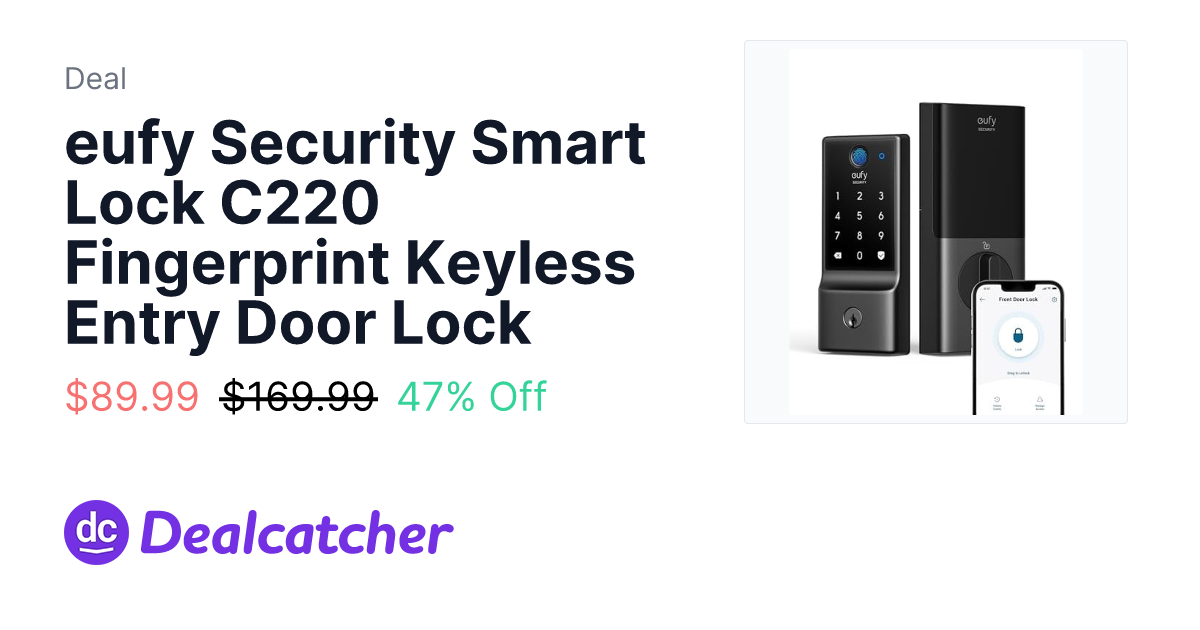 eufy Security Smart Lock C220 Fingerprint Keyless Entry Door Lock - $89.99