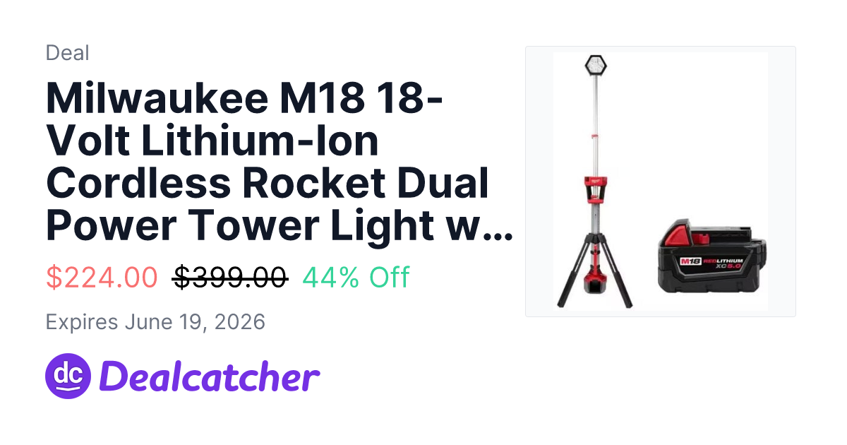 Milwaukee M18 18-Volt Lithium-Ion Cordless Rocket Dual Power Tower ...