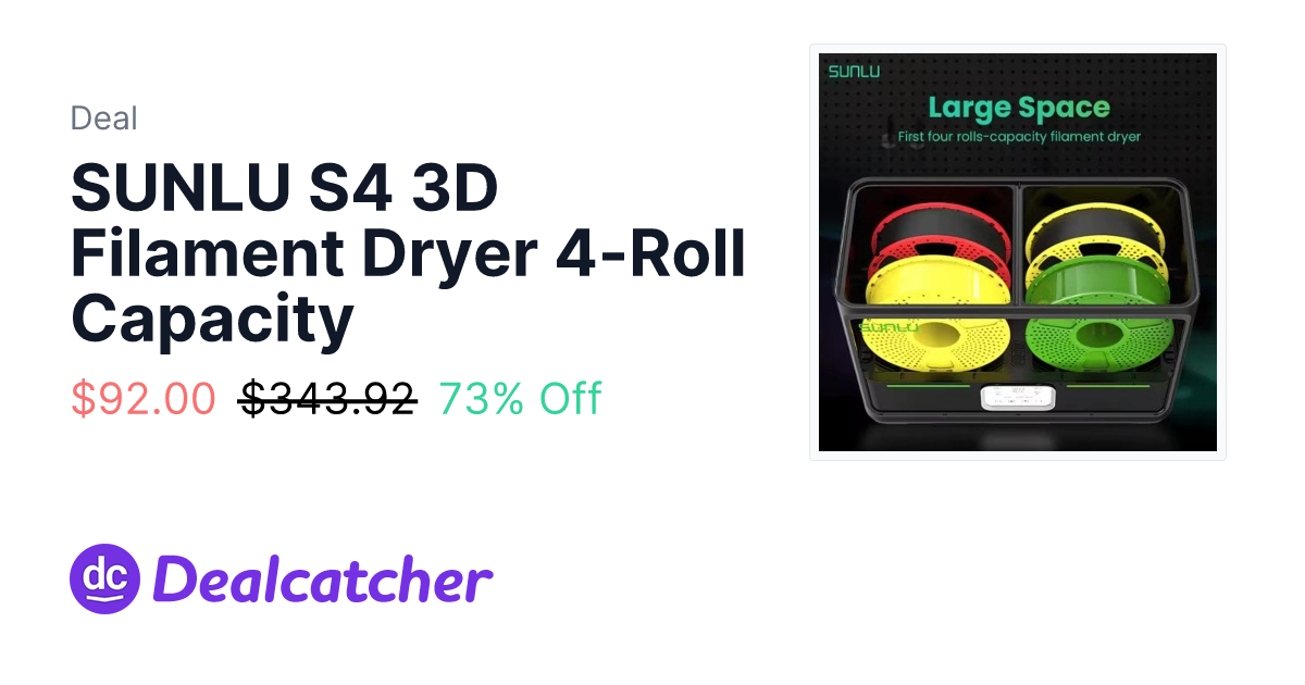 SUNLU S4 3D Filament Dryer 4-Roll Capacity - $92.00
