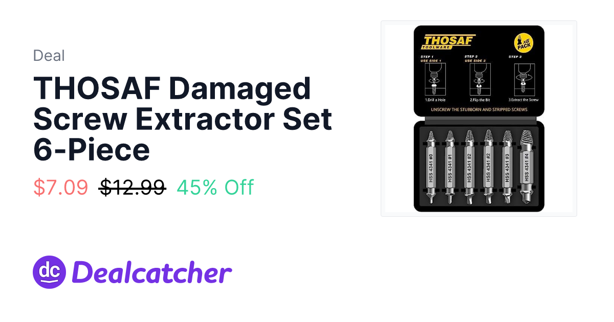 THOSAF Damaged Screw Extractor Set 6-Piece - $7.09