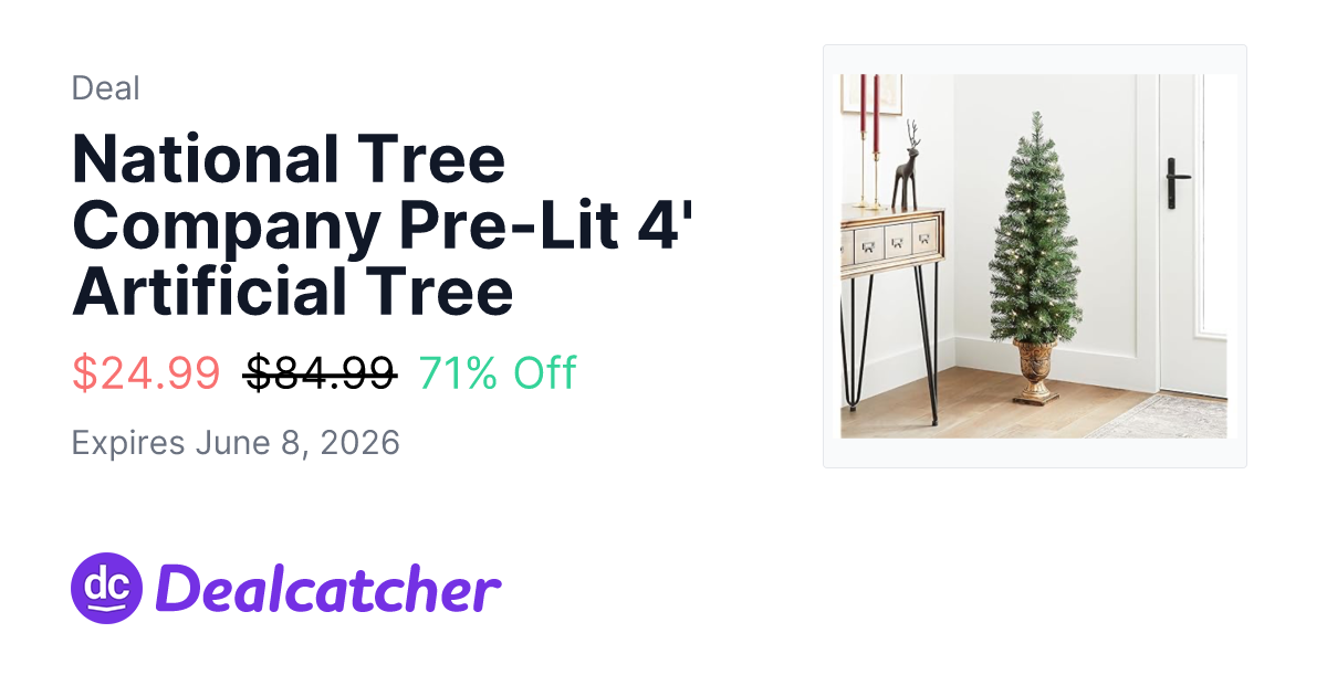 National Tree Company Pre-Lit 4' Artificial Tree - $24.99