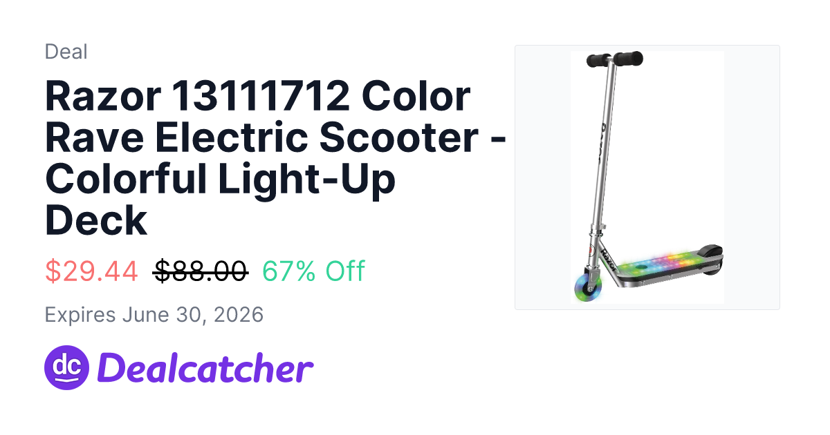 Razor 13111712 Color Rave Electric Scooter - Colorful Light-Up Deck ...