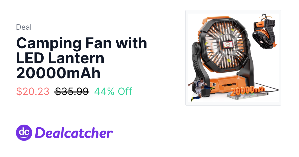 Camping Fan with LED Lantern 20000mAh - $20.23