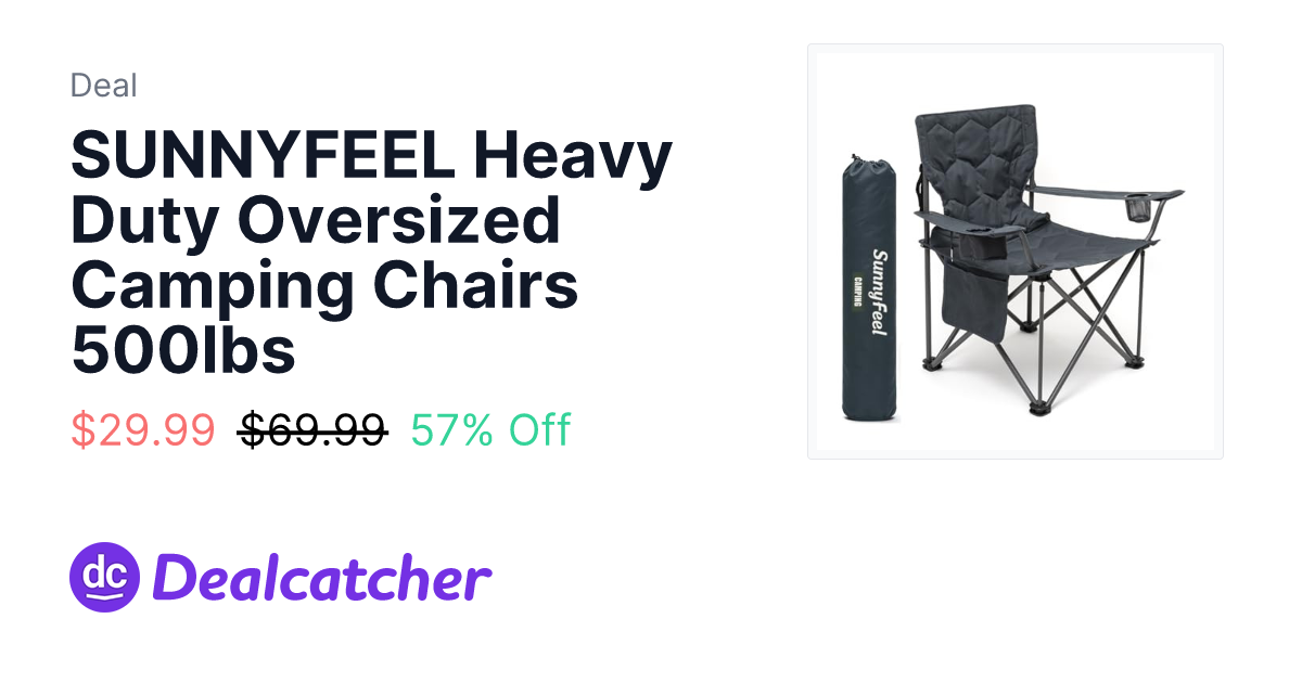 SUNNYFEEL Heavy Duty Oversized Camping Chairs 500lbs - $29.99