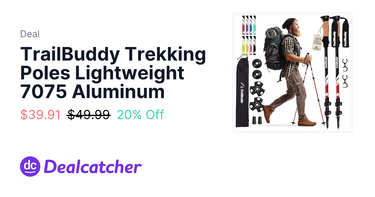 TrailBuddy Trekking Poles Lightweight 7075 Aluminum - $39.91