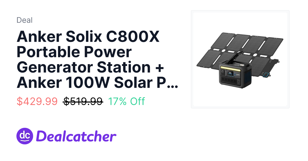 Anker Solix C800X Portable Power Generator Station + Anker 100W Solar ...