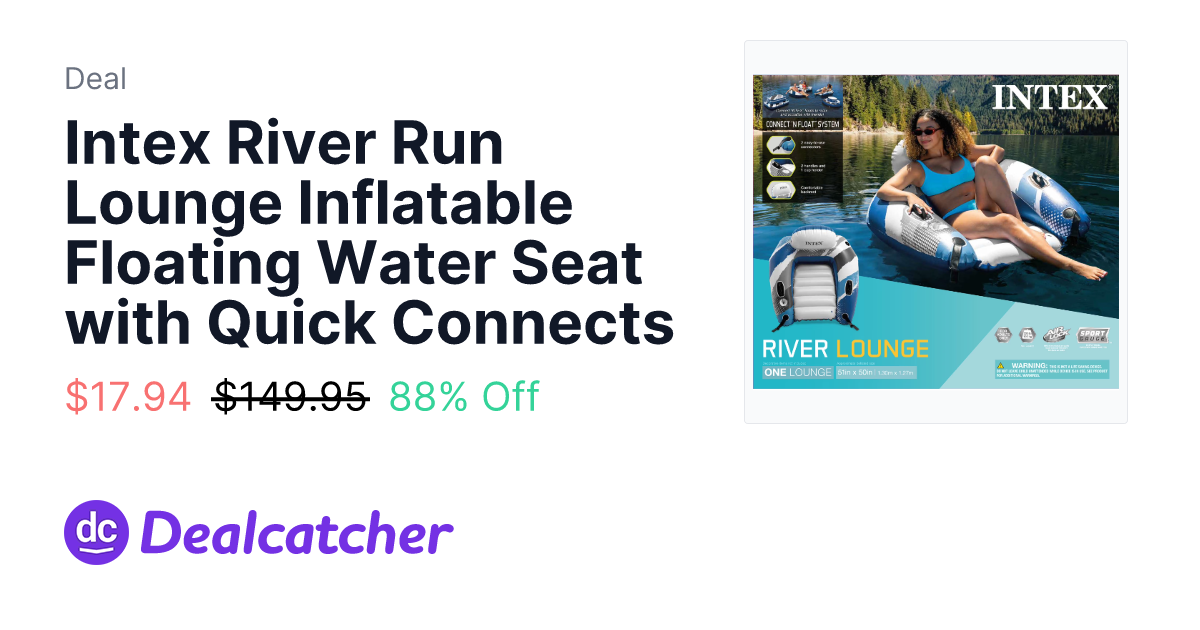 Intex River Run Lounge Inflatable Floating Water Seat with Quick ...
