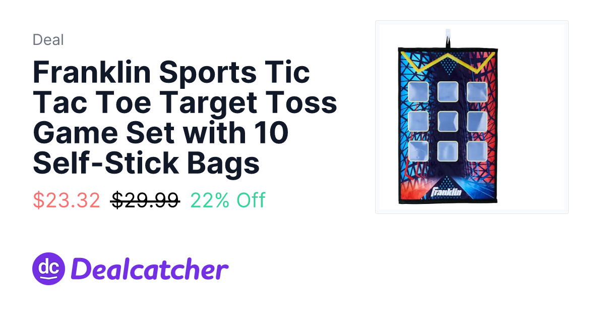 Franklin Sports Tic Tac Toe Target Toss Game Set with 10 Self-Stick ...