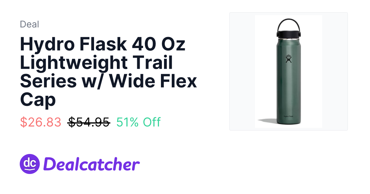 Hydro Flask 40 Oz Lightweight Trail Series w/ Wide Flex Cap - $26.83